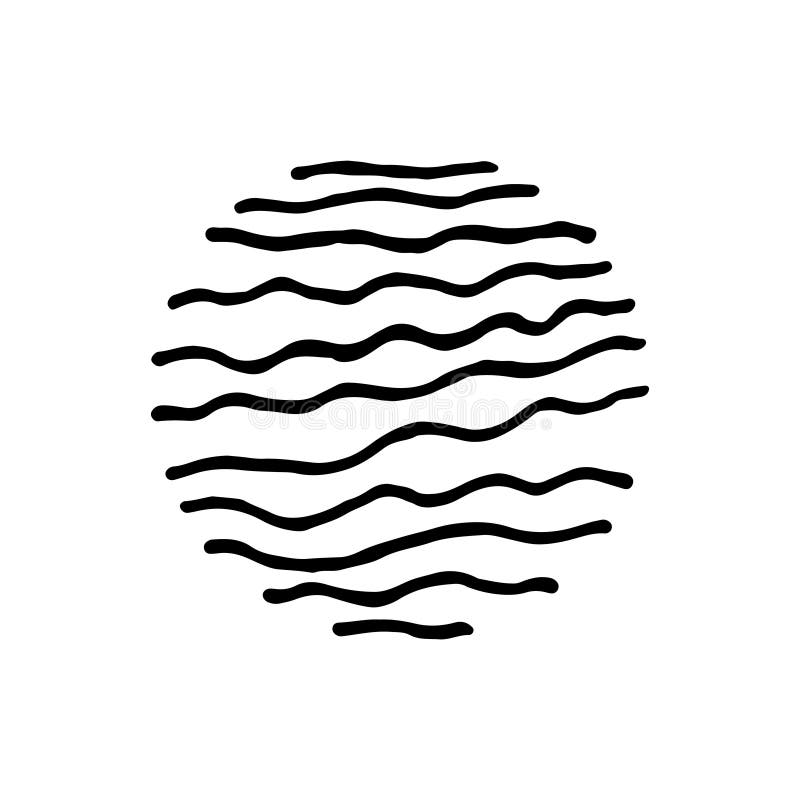 Striped Round Abstract Wave Texture. Hand-drawn Texture in a Circle ...