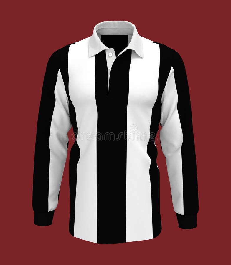 Striped Rugby Shirt Mockup, Front View Stock Illustration ...