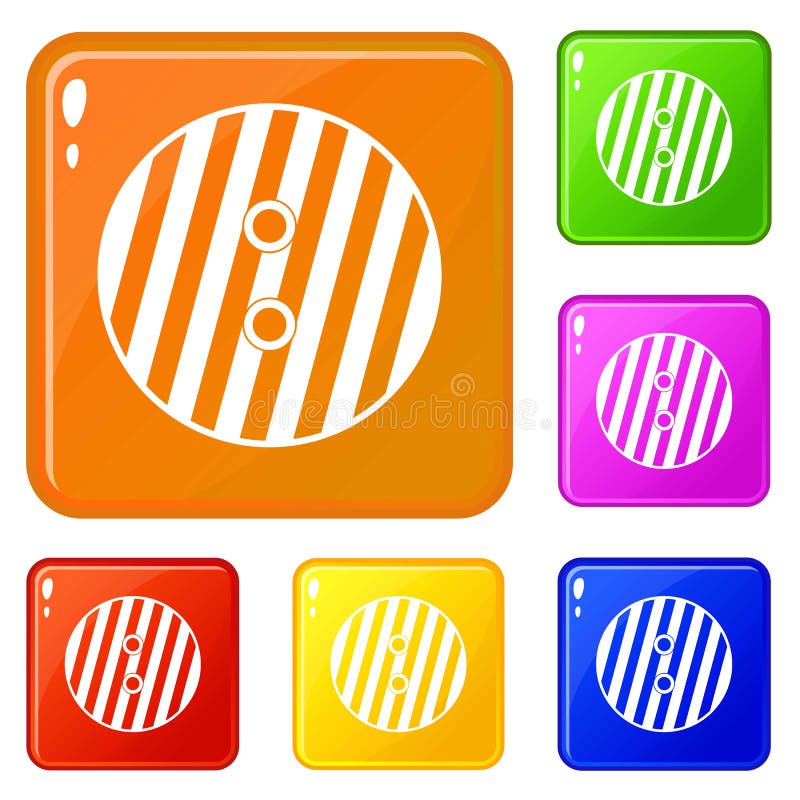 Striped Sewing Button Icons Set Vector Color Stock Vector ...