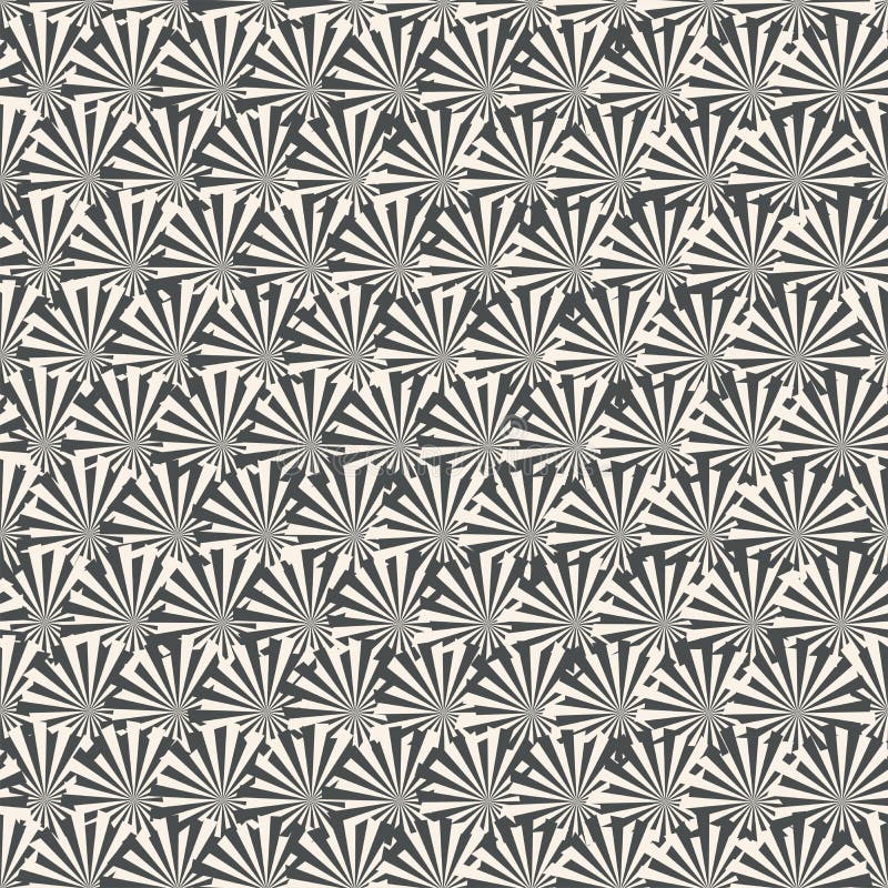 Striped Shapes with Rays. Abstract Geometric Seamless Pattern. Vector ...