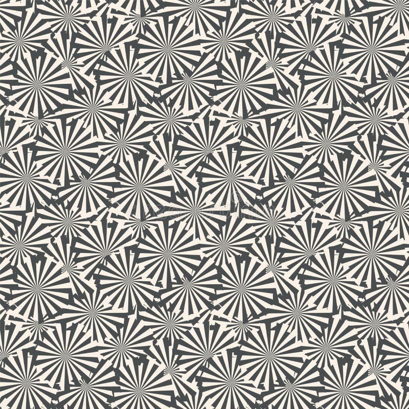 Striped Shapes with Rays. Abstract Geometric Seamless Pattern. Vector ...