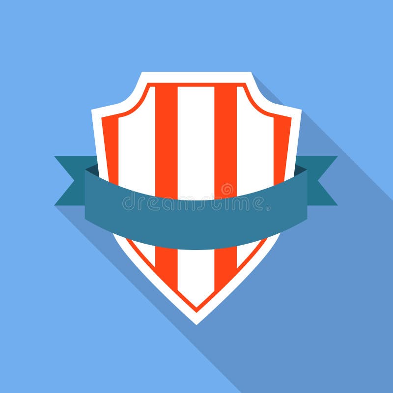 Striped Shield Icon, Flat Style Stock Vector - Illustration of object ...