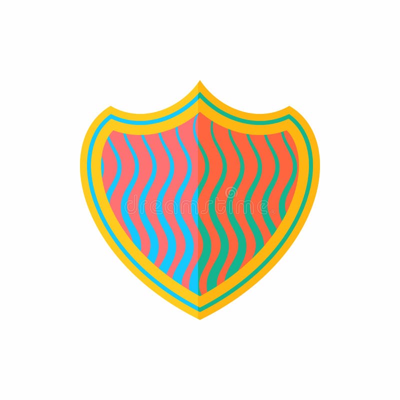 Striped Shield Icon, Flat Style Stock Vector - Illustration of object ...