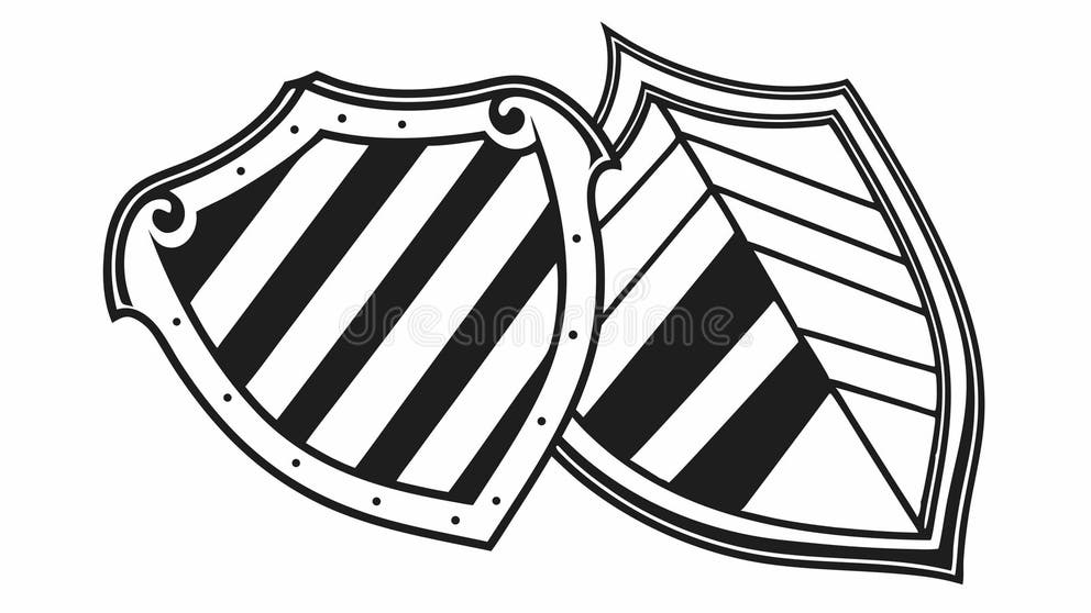 Striped Shields, Classic Heraldic and Protective Emblems, Vector Design ...