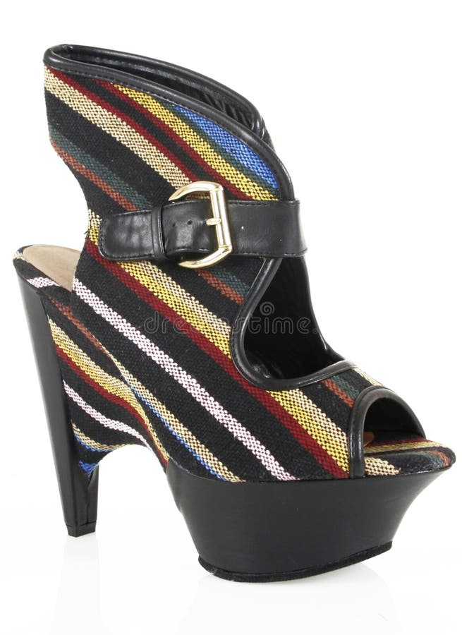 Striped Shoes with Sculpted Heels Stock Image - Image of elegant ...