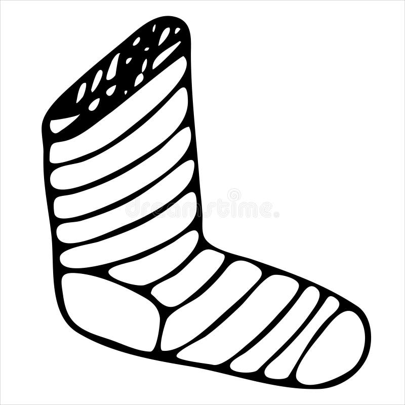 Striped Sock, Coloring Book, Vector Element in Doodle Style Stock ...