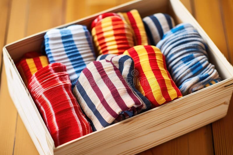Striped Socks Neatly Packaged in Clear Wrapping Stock Photo - Image of ...