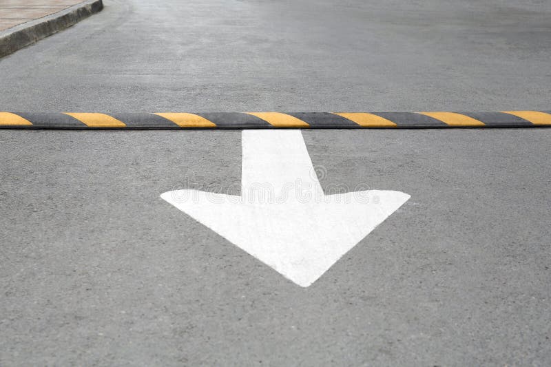 Striped Speed Bump on Street. Road Safety Stock Image - Image of road ...