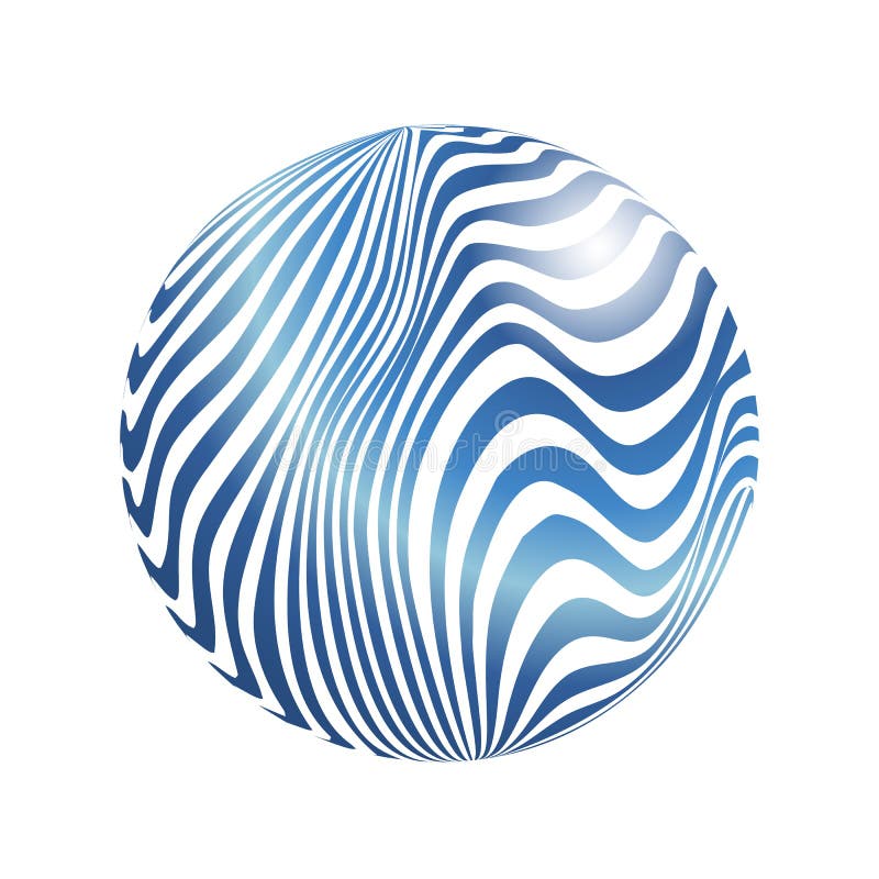 Striped Sphere. Vector 3d Top Abstract Background Stock Illustration ...