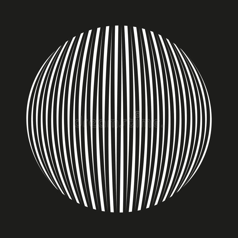 Striped Sphere Vector. Vertical Lines Symbol. White Globe Shape. Black ...