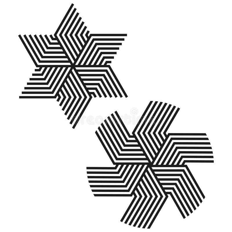 Striped Star Shape. Geometric Abstract Icon. Symmetric Vector Form ...