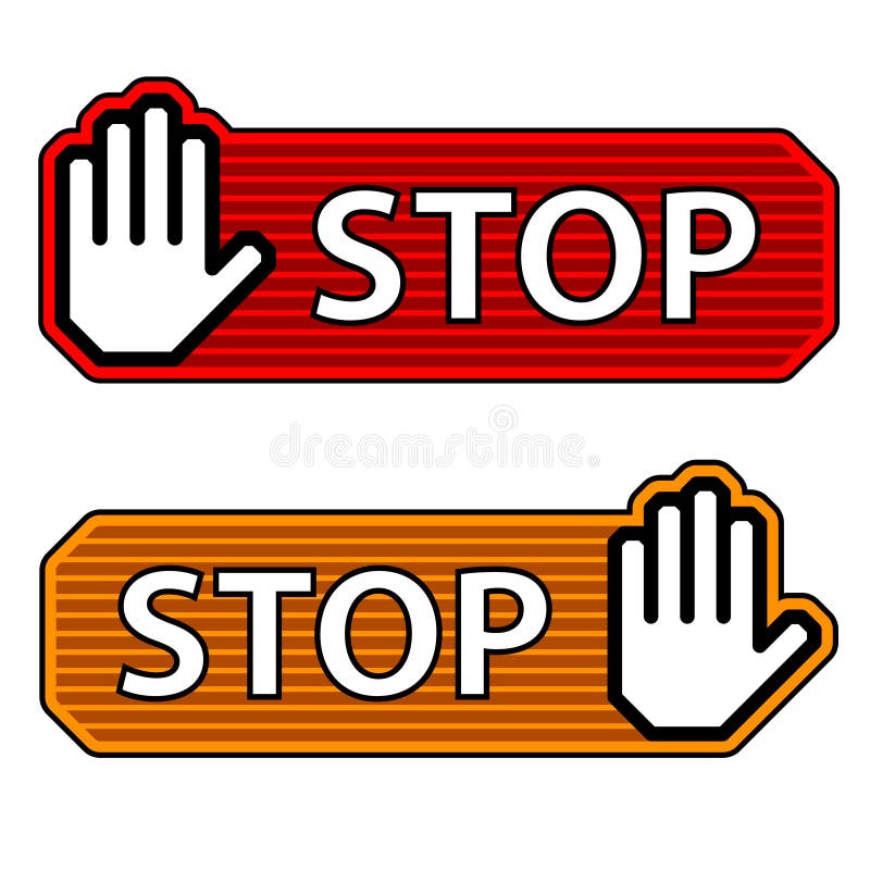 Striped Stop Hand Gesture Labels Stock Vector - Illustration of gesture ...