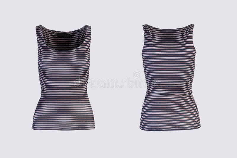 Striped Tank Top Isolated on White Background Front Back View Stock ...