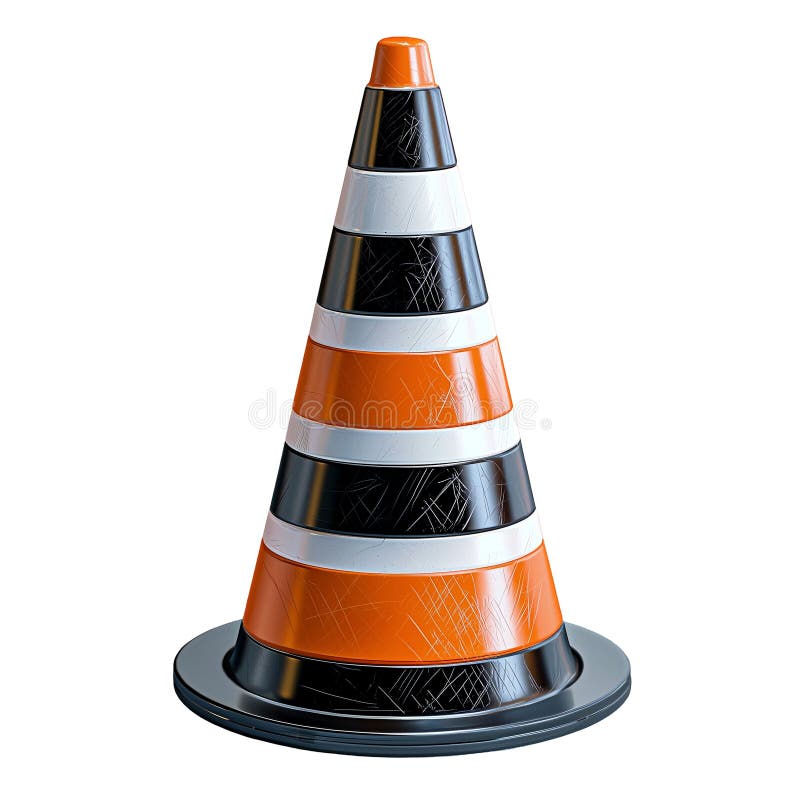 Striped Traffic Cone Safety Design 3D Road Icon Stock Illustration ...