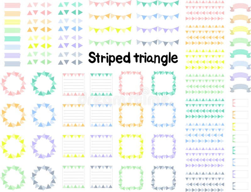 Striped triangle set stock vector. Illustration of colors - 207927968