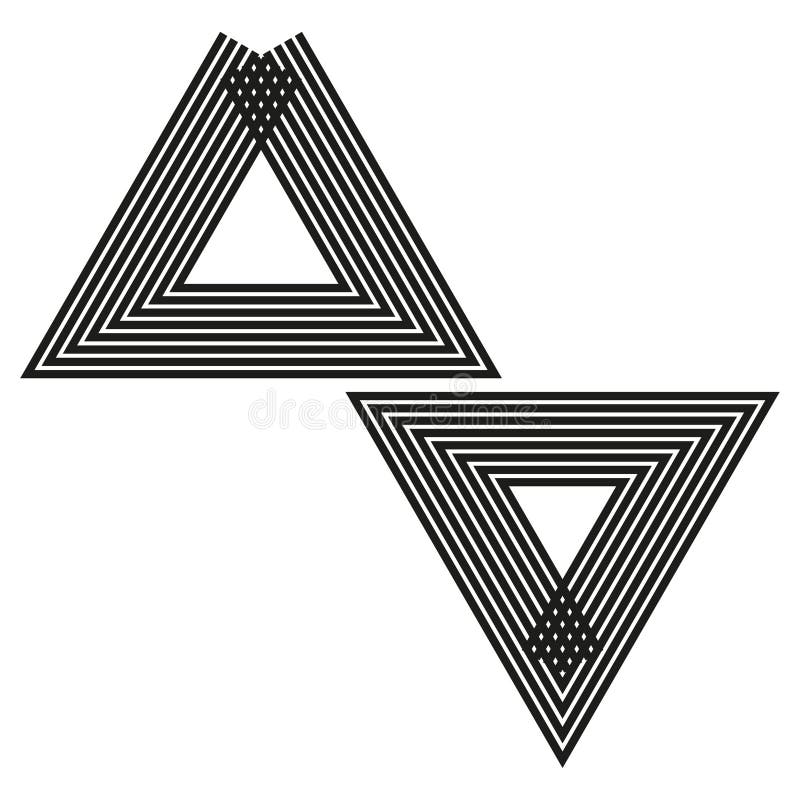 Striped Triangle Icon. Black Linear Form. Geometric Shape Vector ...