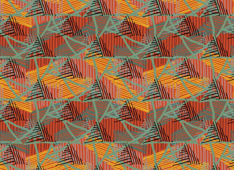 Striped Triangles with Green Grid Stock Vector - Illustration of ...