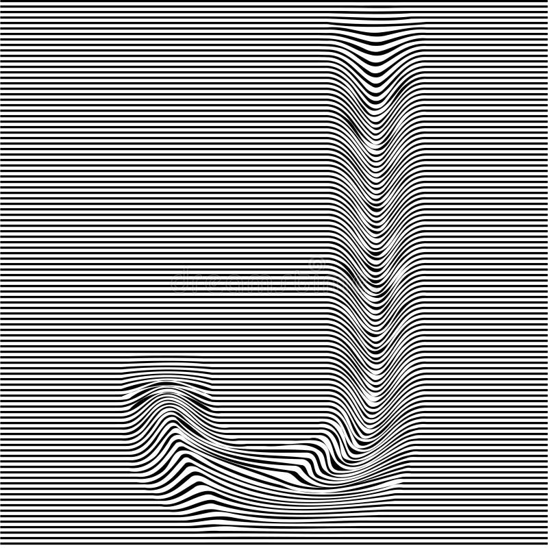 Striped Typeface with Geometrical Pattern Letter J of a Latin Font ...