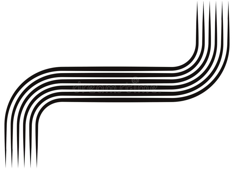 Striped Vector Pattern in Retro Style. of Black Curved Lines on a White ...