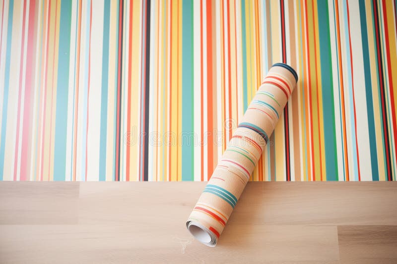 Striped Wallpaper Roll Partially Unwrapped Stock Image - Image of ...