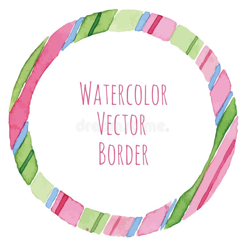 Striped Watercolor Round Frame Stock Vector - Illustration of place ...