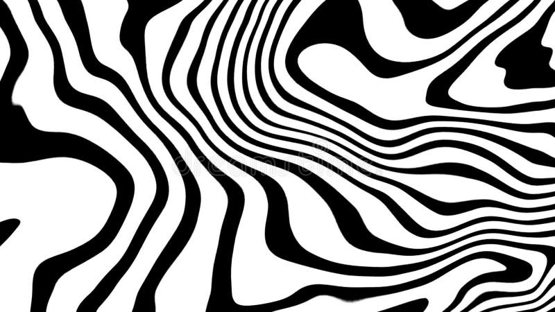 Striped Wave Animation. Black White Liquid Line Animated Pattern Stock ...