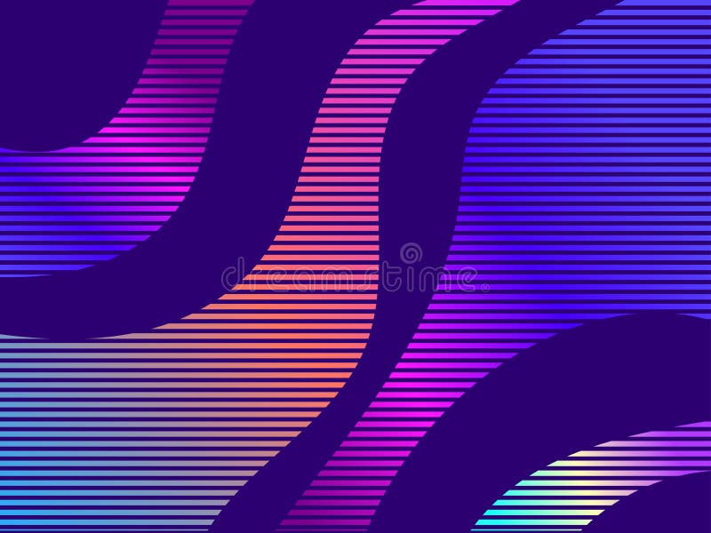 Striped Waves with Liquid Gradient. Modern Trend Background. Synthwave ...