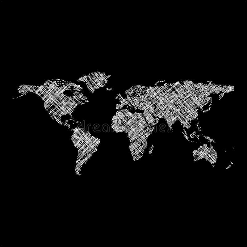 Black World Map Outlines Isolated on White Stock Vector - Illustration ...