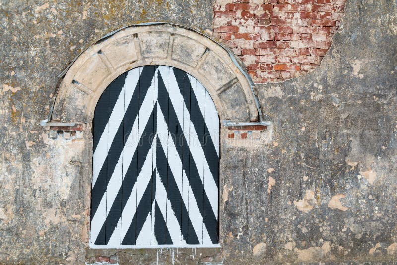 Striped Window on Brick Facade Stock Photo - Image of front, russia ...