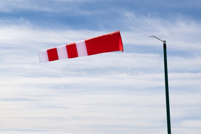 Striped Windsock in Green Field Stock Photo - Image of flowing, pole ...