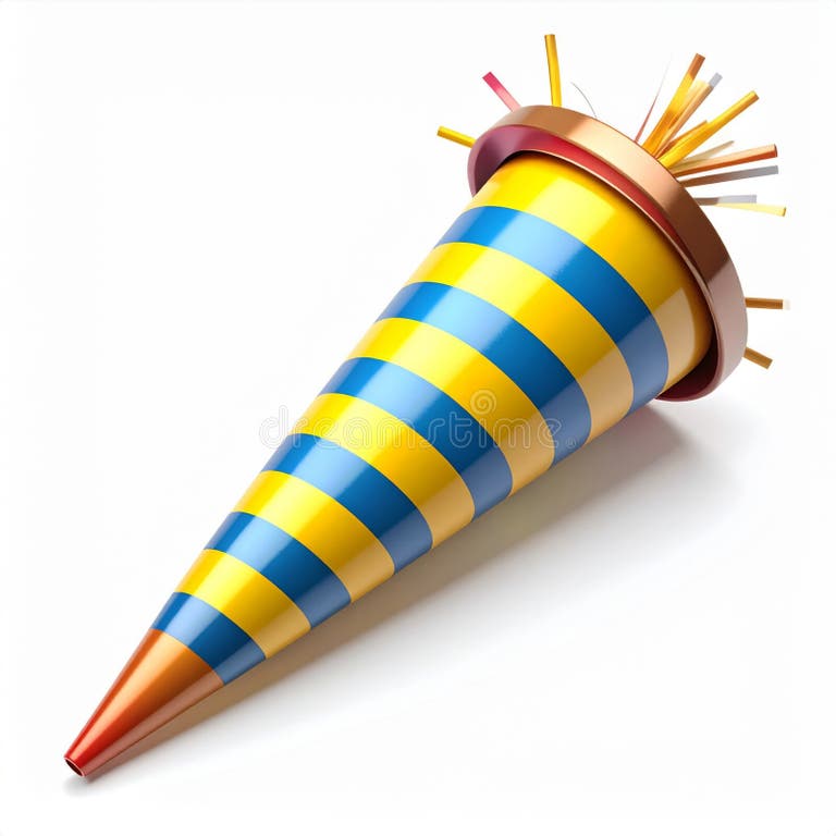 Striped Yellow and Blue Party Cone Firecracker Stock Illustration ...