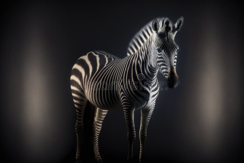 A Striped Zebra. Generative AI Stock Illustration - Illustration of ...