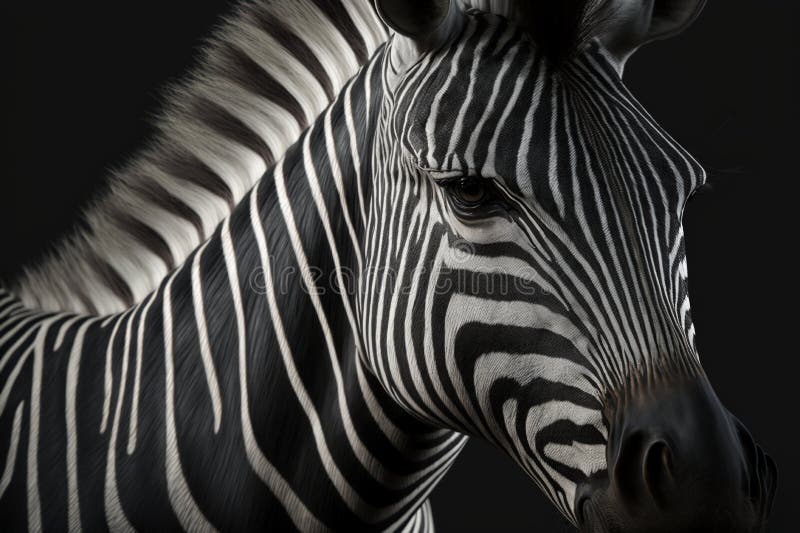 A Striped Zebra. Generative AI Stock Illustration - Illustration of ...