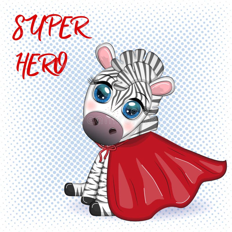 Striped Zebra in a Red Coat. Super Hero Child Character Stock Vector ...