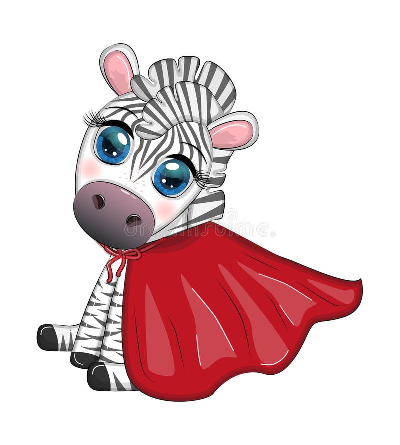Striped Zebra in a Red Coat. Super Hero Child Character Stock Vector ...
