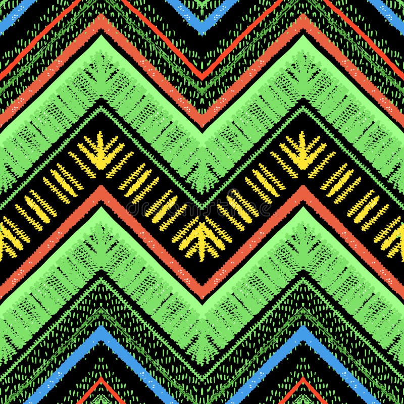 Stripes Bright Tribal Seamless Pattern with Zigzag Stock Vector ...