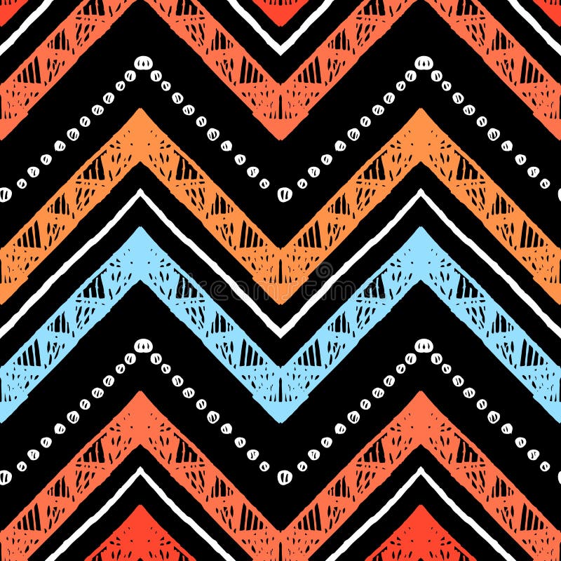 Stripes Bright Tribal Seamless Pattern with Zigzag Stock Vector ...