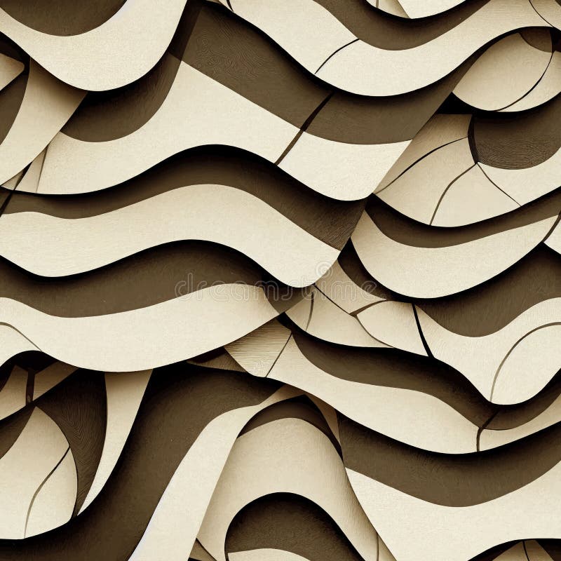 Stripes and Waves Modern Beautiful 3d Seamless Pattern. Surface ...