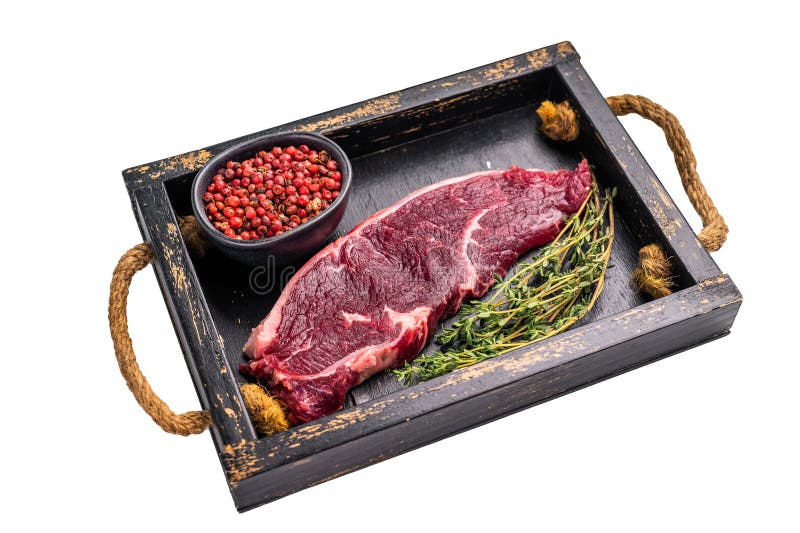 Striploin Steak, Raw New York Beef Meat Steak Isolated on White ...