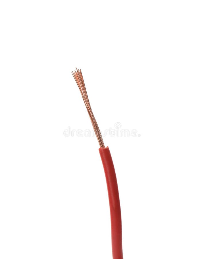 Stripped Electrical Wire with Red Insulation Isolated on White Stock ...