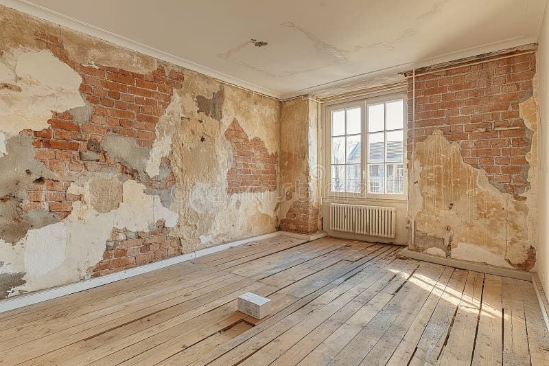 Stripped Interior Wall Renovation in Room Stock Photo - Image of ...