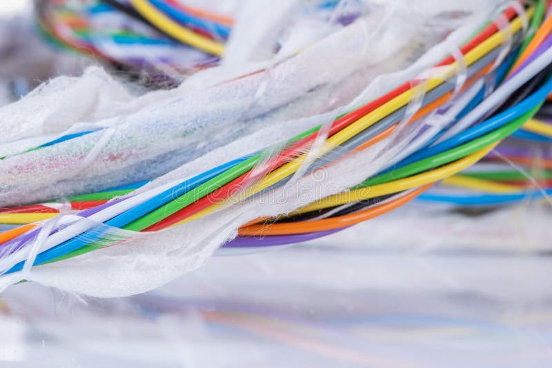 Stripped Multicolored Fiber Optic Cable Network Stock Image - Image of ...