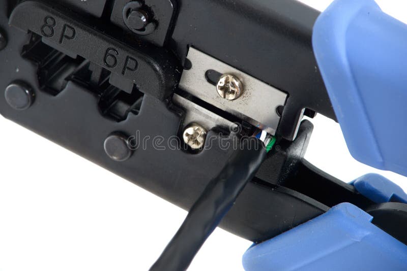 Terminating ethernet cable stock image. Image of pair - 35126241