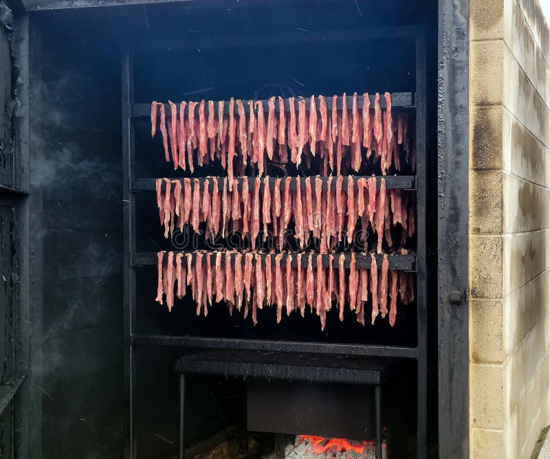 Strips of Beef Jerky Drying in Oven Stock Photo - Image of dehydrate ...