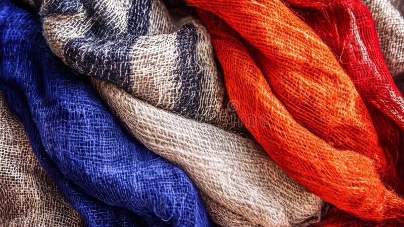 Strips of Fabric Interwoven in a Variety of Colors and Textures Stock ...