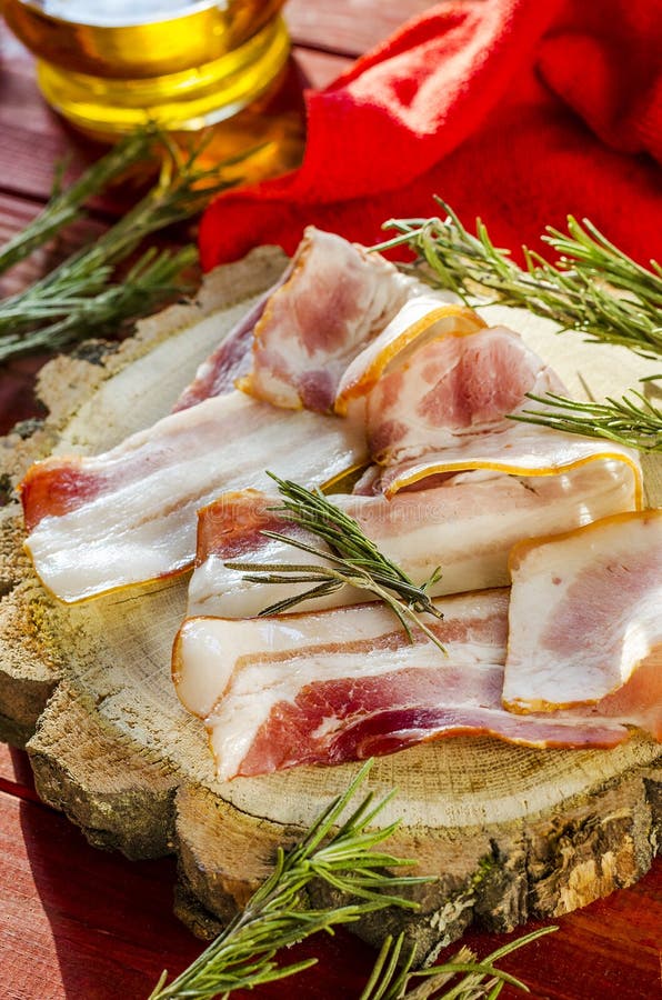 Strips of Fresh Bacon on a Board Stock Image - Image of details ...
