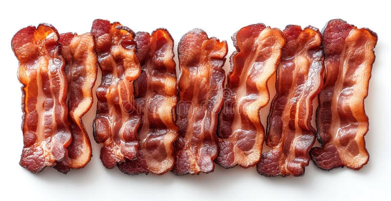 Strips of Fried Bacon Isolated on White Stock Illustration ...