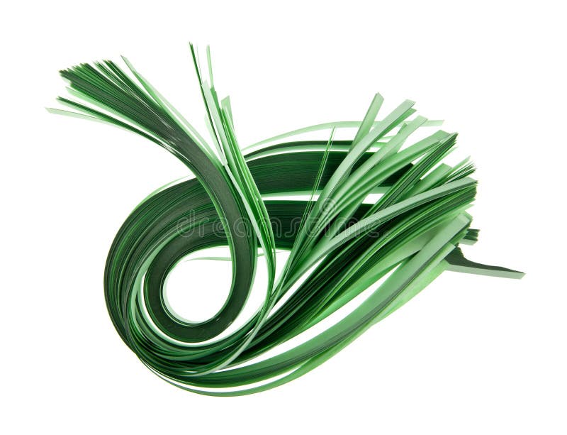 Strips of Green Cut Paper Isolated on White Stock Image - Image of ...