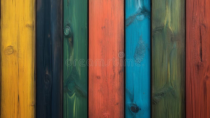 Strips of Multicolored Wood with Worn Paint Create a Rustic, Artistic ...