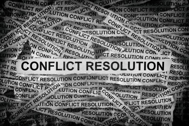 Strips of Newspaper with the Words Conflict Resolution Typed on Them ...